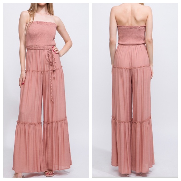 Love Tree | Pants & Jumpsuits | Love Tree Woven Jumpsuit Boho Strapless ...